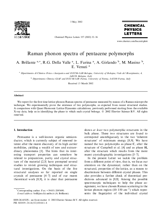 (PDF) Raman phonon spectra of pentacene polymorphs
