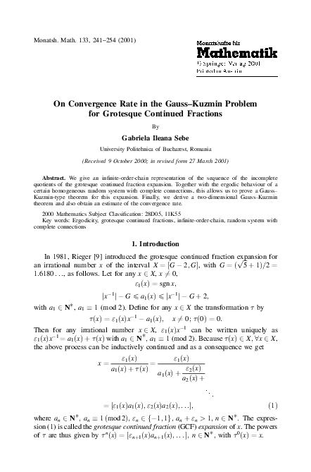 (PDF) On Convergence Rate in the Gauss-Kuzmin Problem for Grotesque ...