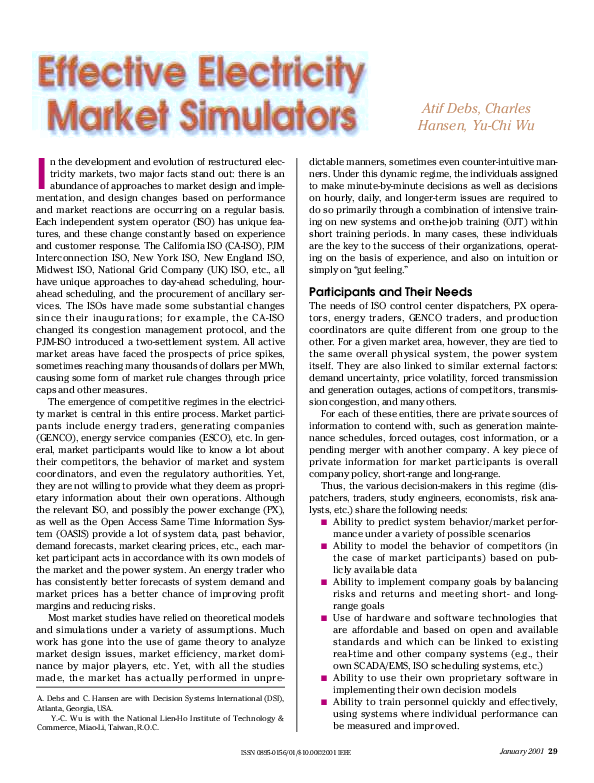 (PDF) Effective electricity market simulators