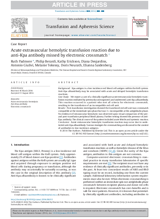 (PDF) A fatal case of acute hemolytic transfusion reaction caused by ...