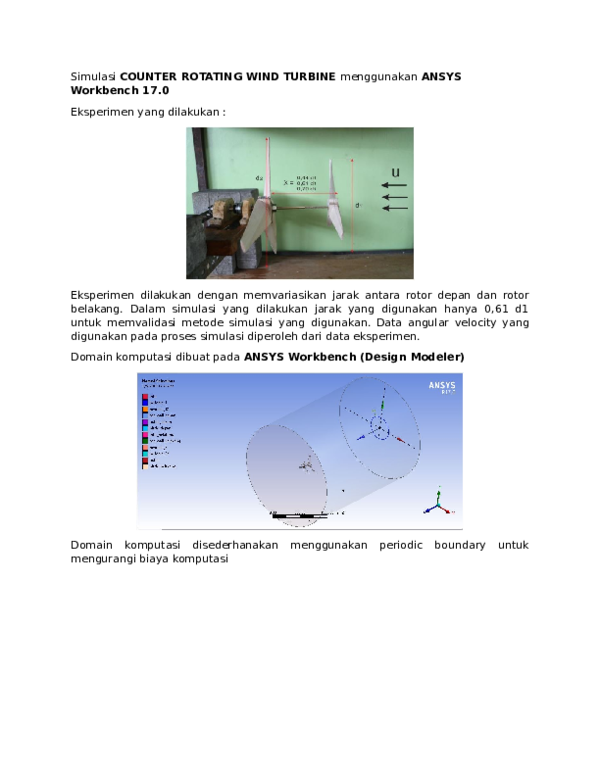 (DOC) Simulasi COUNTER ROTATING WIND TURBINE menggunakan ANSYS Workbench 17