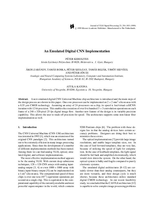 (PDF) An Emulated Digital CNN Implementation