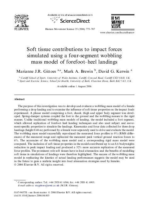 (PDF) Soft tissue contributions to impact forces simulated using a four ...