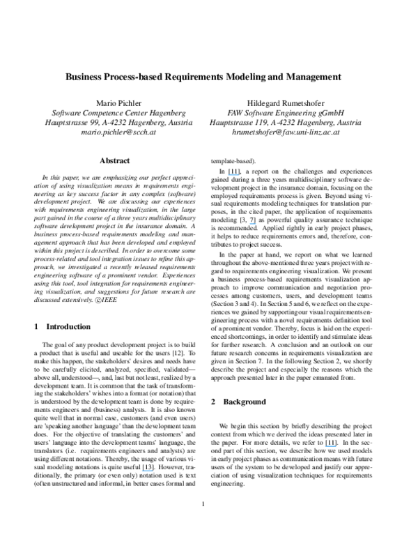 (PDF) Business Process-based Requirements Modeling and Management