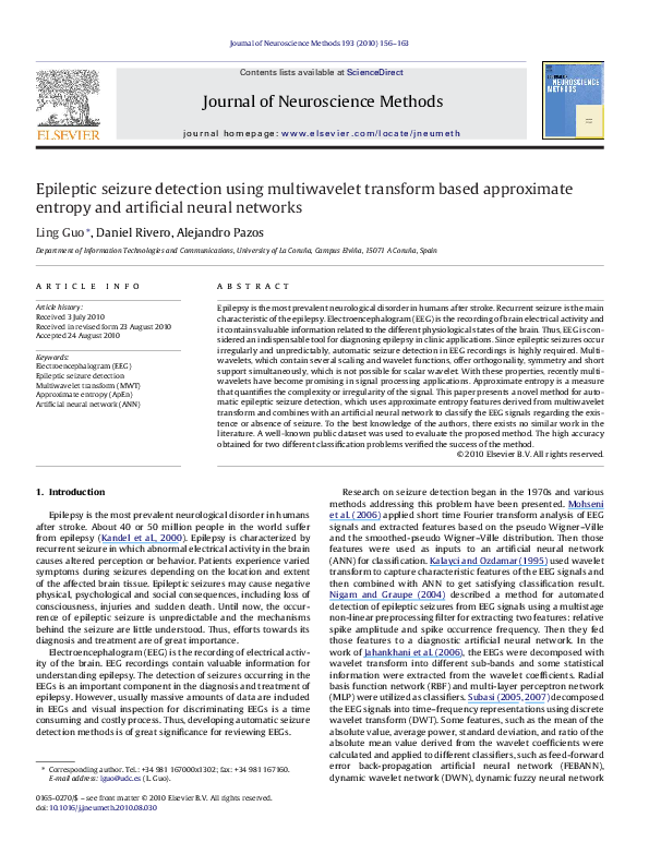 Pdf Classification Of Eeg Physiological Signal For The Detection Of Epileptic Seizure By Using