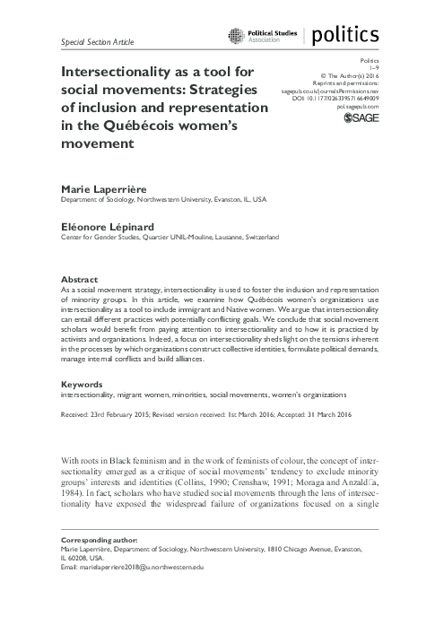 Intersectionality as a tool for social movements: Strategies of ...