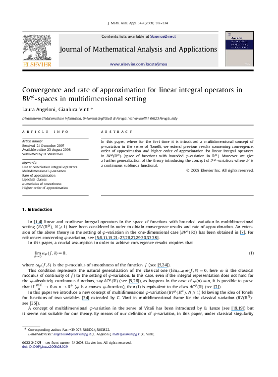 Pdf Convergence And Rate Of Approximation For Linear Integral