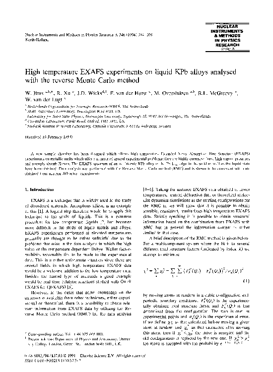 (PDF) High temperature EXAFS experiments on liquid KPb alloys analysed ...