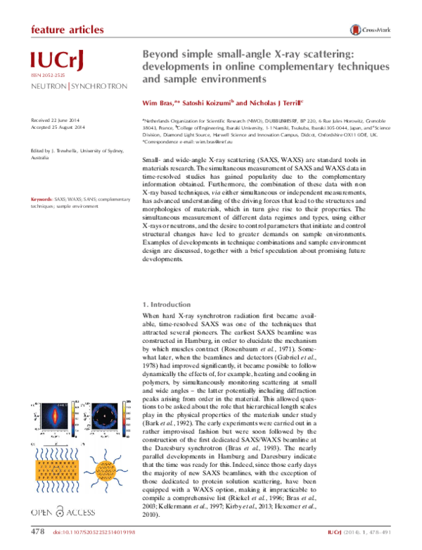 (PDF) Beyond simple small-angle X-ray scattering: developments in online complementary ...