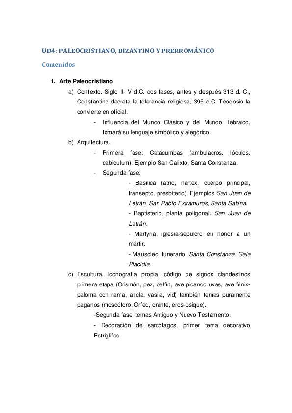 (PDF) ESQUEMA UD4: PALEOCRISTIANO, BIZANTINO Y PRERROMÁNICO