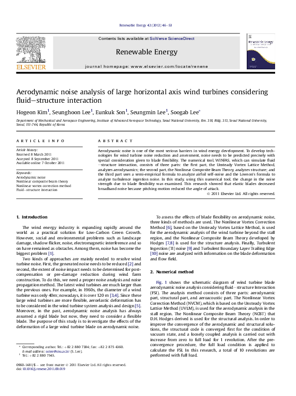 (PDF) Aerodynamic noise analysis of large horizontal axis wind turbines considering fluid ...