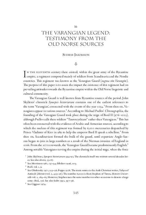 (PDF) The Varangian legend: testimony from the Old Norse sources