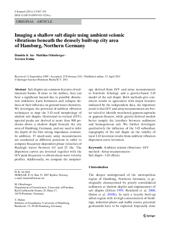 (PDF) Imaging a shallow salt diapir using ambient seismic vibrations ...