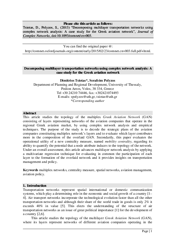 (PDF) Decomposing multilayer transportation networks using complex network analysis: a case ...