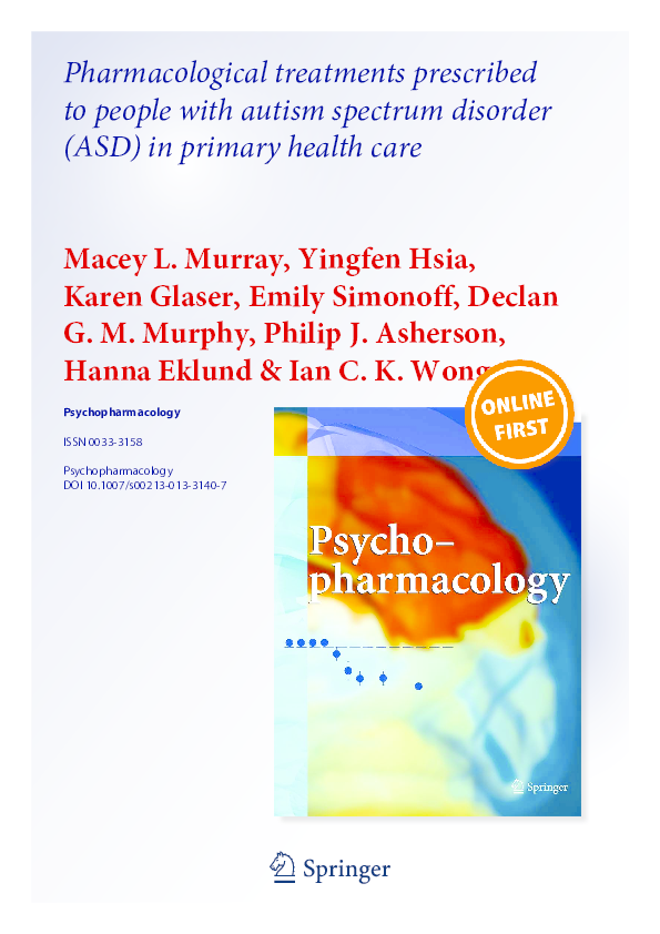(PDF) Pharmacological treatments prescribed to people with autism ...
