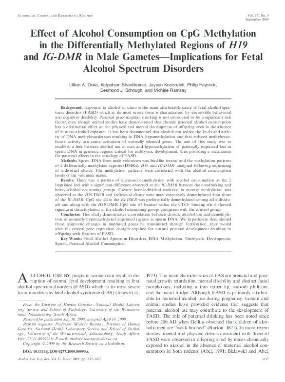 (PDF) Effect of Alcohol Consumption on CpG Methylation in the ...