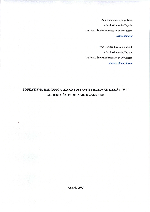 (PDF) Edukativna radionica Kako postaviti muzejsku izlozbu