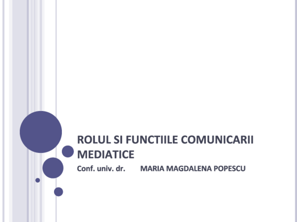 (PDF) . ROLUL SI FUNCTIILE COMUNICARII MEDIATICE
