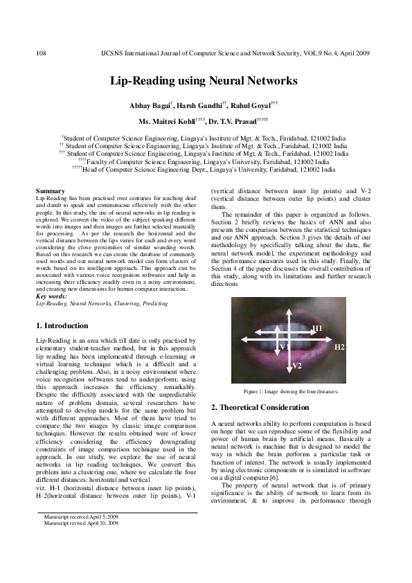 (PDF) Lip-Reading using Neural Networks