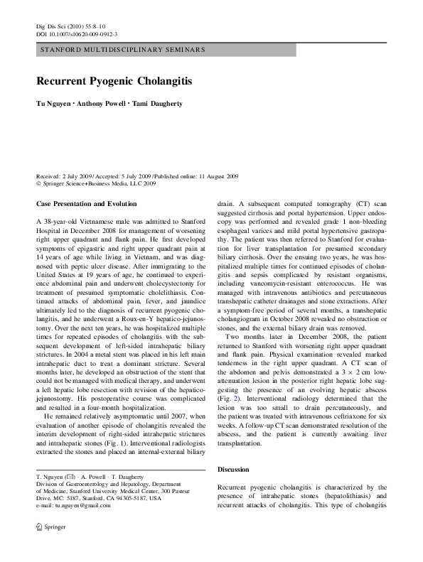 (PDF) Recurrent Pyogenic Cholangitis