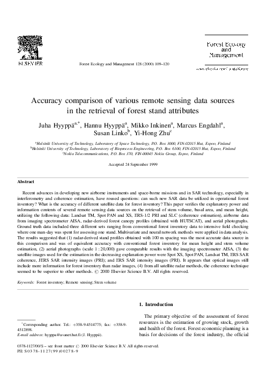 (PDF) Accuracy comparison of various remote sensing data sources in the retrieval of forest ...
