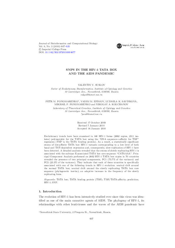 (PDF) SNPS IN THE HIV-1 TATA BOX AND THE AIDS PANDEMIC