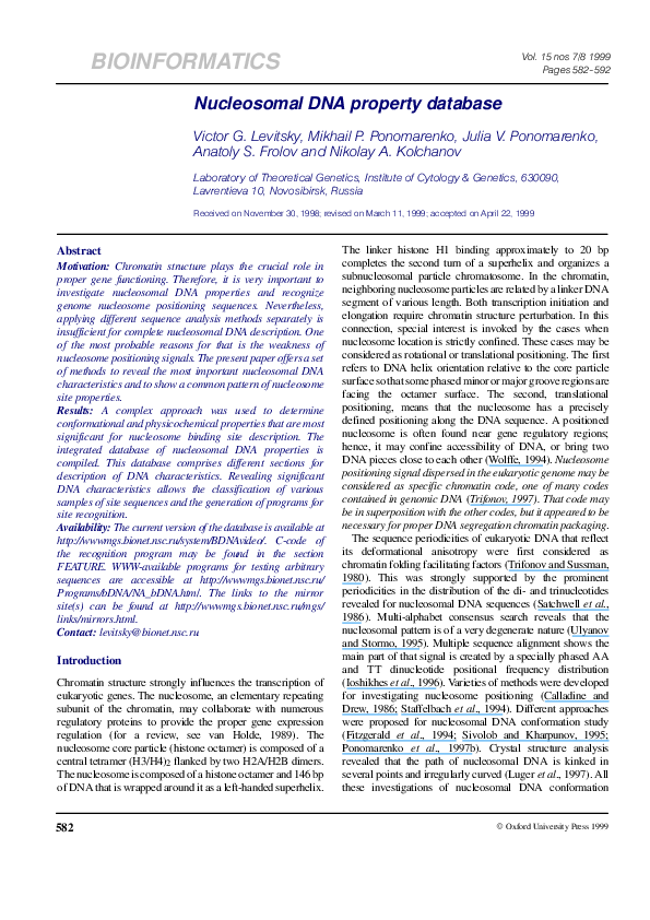 (PDF) Nucleosomal DNA property database