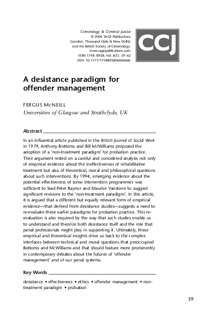 (PDF) A desistance paradigm for offender management
