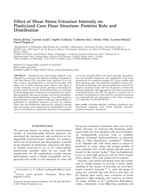 (PDF) Effect of shear stress extrusion intensity on plasticized corn ...