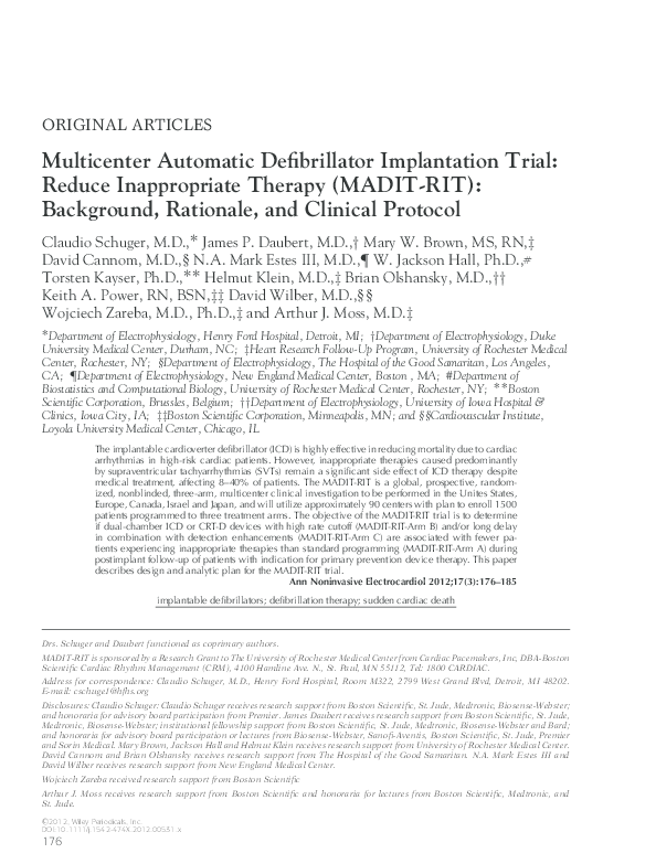 (PDF) Multicenter Automatic Defibrillator Implantation Trial II (MADIT ...