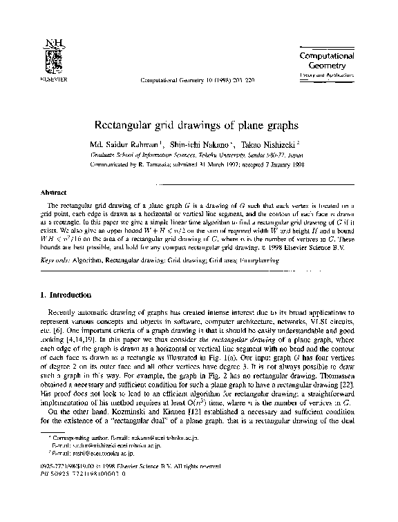 (PDF) Rectangular Grid Drawings of Plane Graphs