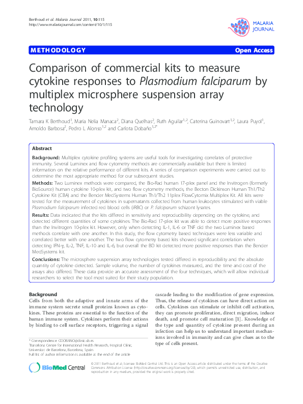 (PDF) Comparison of commercial kits to measure cytokine responses to ...