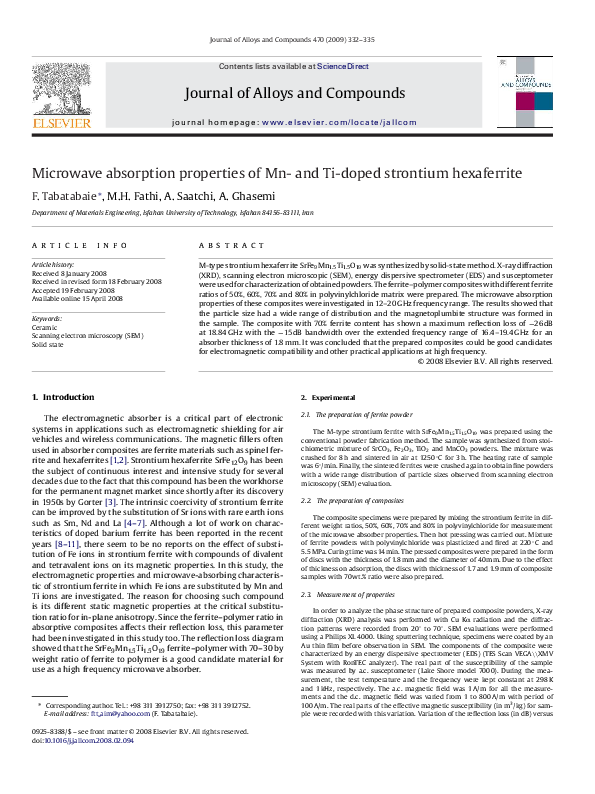 (PDF) Microwave absorption properties of Mn- and Ti-doped strontium ...
