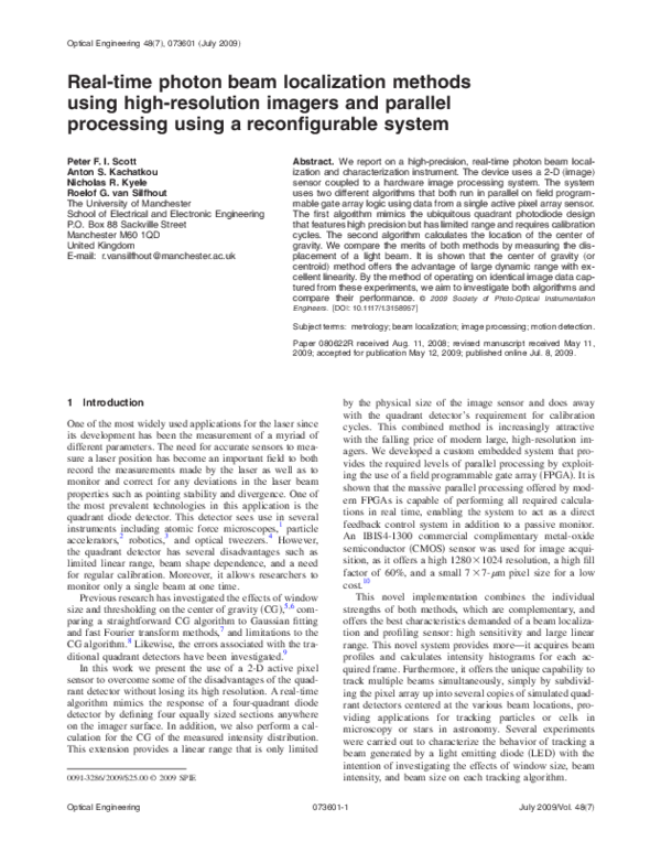 (PDF) Real-time photon beam localization methods using high-resolution imagers and parallel ...