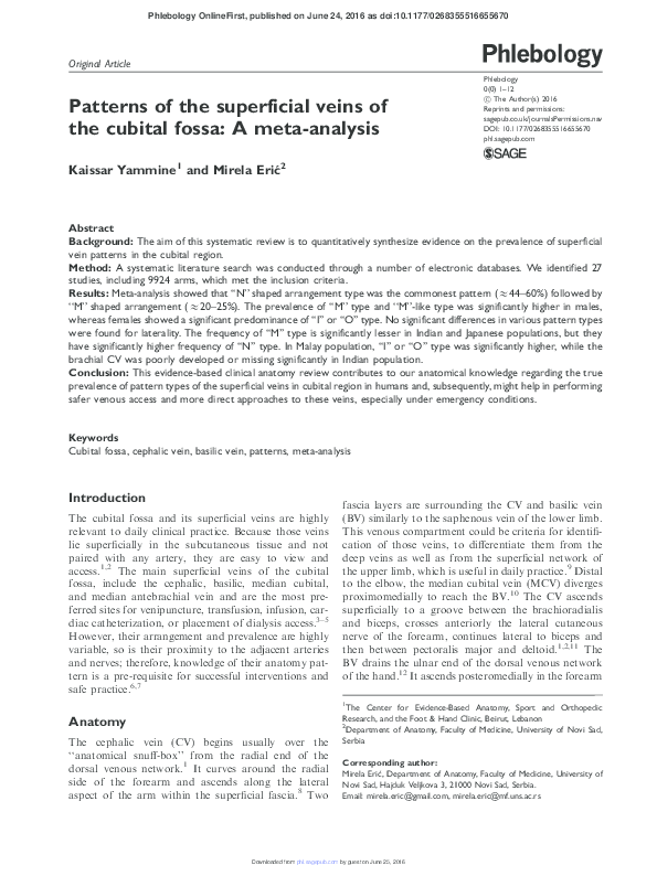 (PDF) Patterns of the superficial veins of the cubital fossa: A meta ...