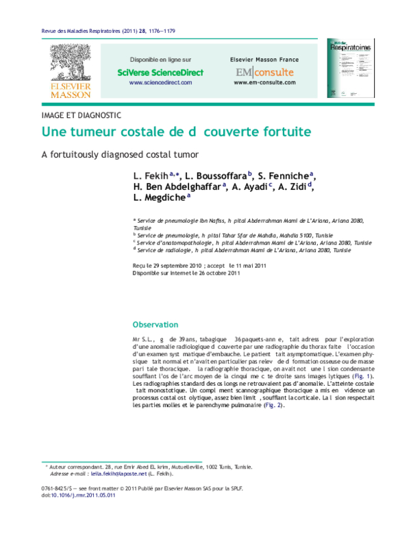(PDF) Une tumeur costale de découverte fortuite