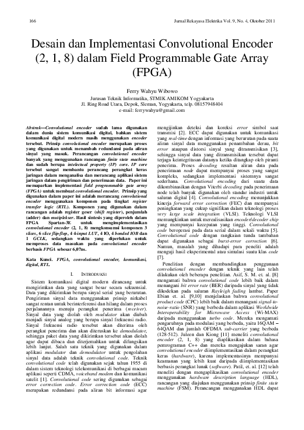 (PDF) Desain dan Implementasi Convolutional Encoder (2, 1, 8) dalam Field Programmable Gate ...