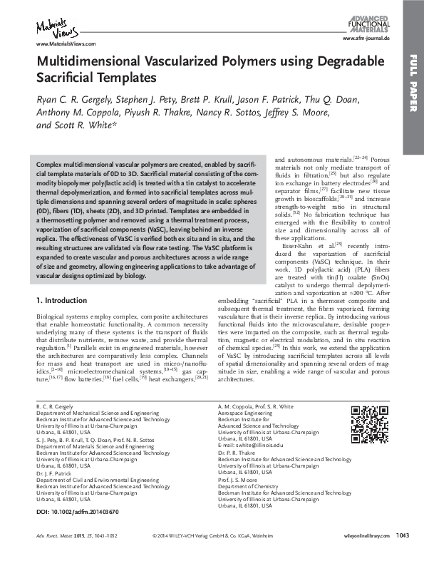 (PDF) Multidimensional Vascularized Polymers using Degradable ...