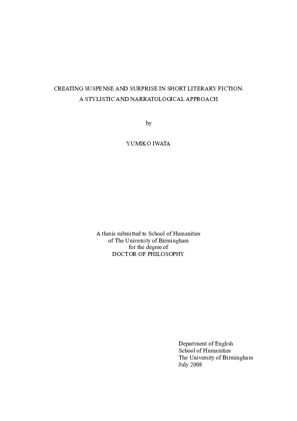 (PDF) CREATING SUSPENSE AND SURPRISE IN SHORT LITERARY FICTION: A ...