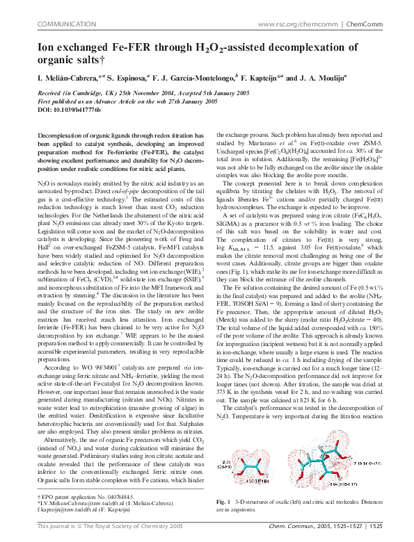 (PDF) Ion exchanged Fe-FER through H2O2-assisted decomplexation of ...