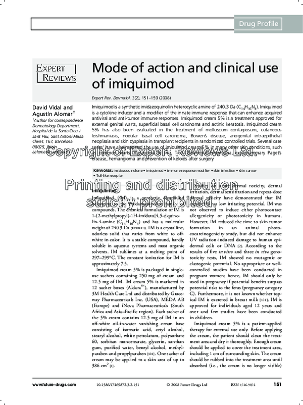 (PDF) Mode of action and clinical use of imiquimod