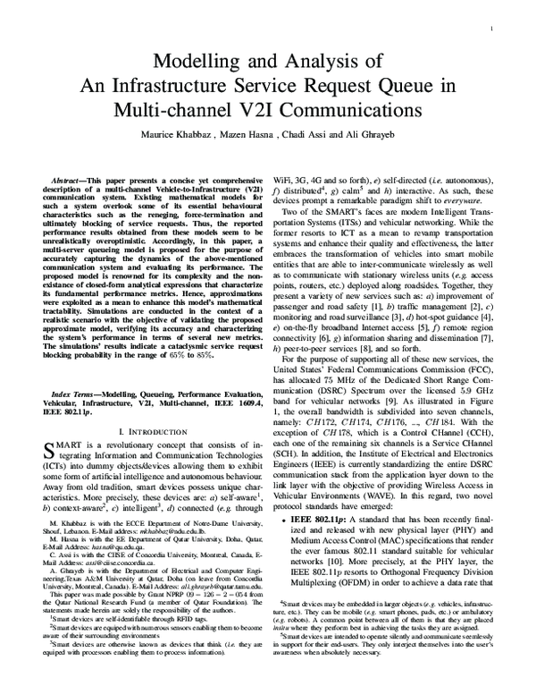 (PDF) Modelling and Analysis of An Infrastructure Service Request Queue in Multi-channel V2I ...