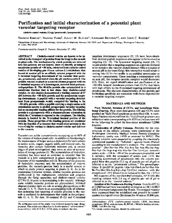 (PDF) Purification and Initial Characterization of a Potential Plant ... (PDF) Purification and Initial Characterization of a Potential Plant ...