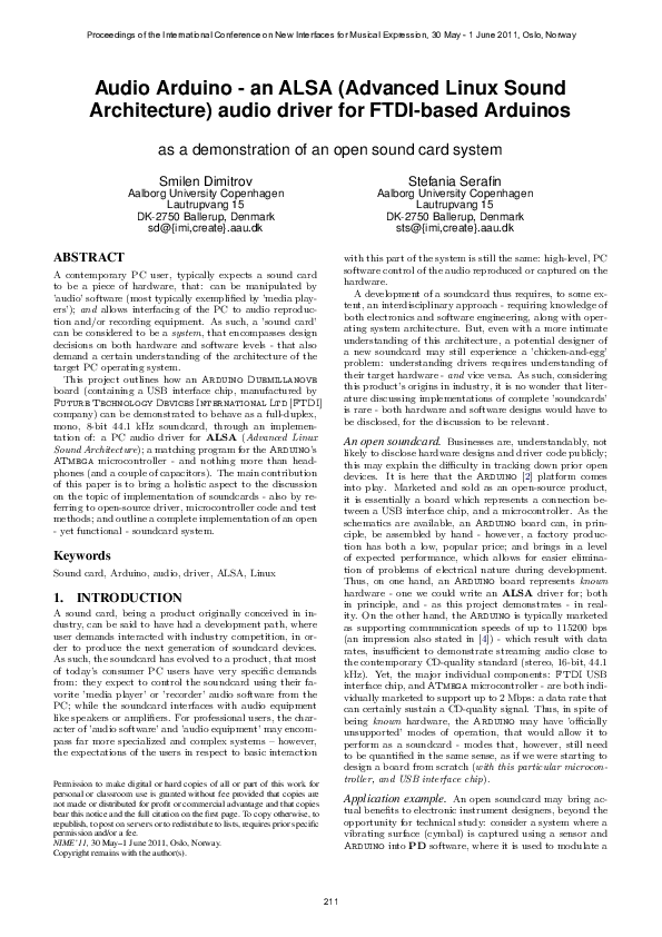 (PDF) Audio Arduino -- an ALSA (Advanced Linux Sound Architecture ...