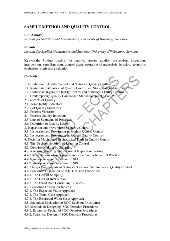 (PDF) SAMPLE METHOD AND QUALITY CONTROL