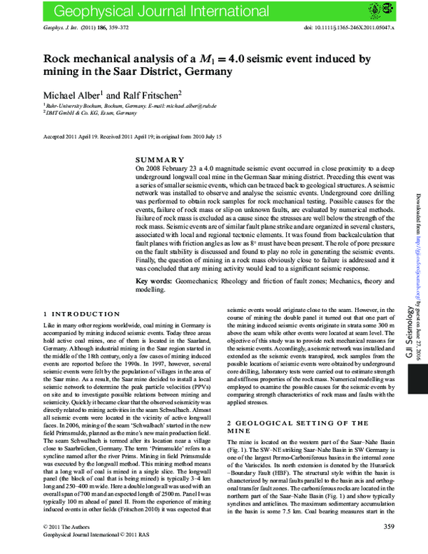 (PDF) Data-Driven Simulation of the Rockmass Response to Mining (Part 2)—Numerical Modelling of ...