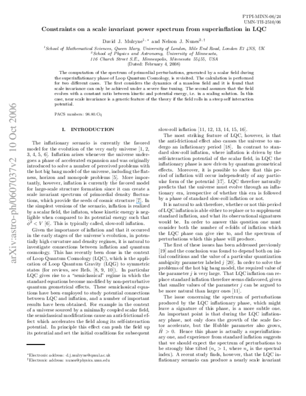 Pdf Constraints On A Scale Invariant Power Spectrum From