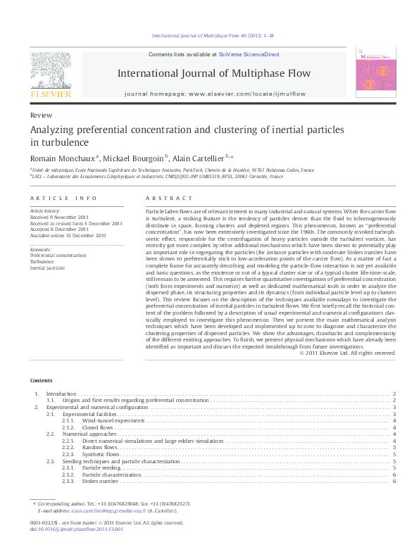 (PDF) Analyzing preferential concentration and clustering of inertial particles in turbulence