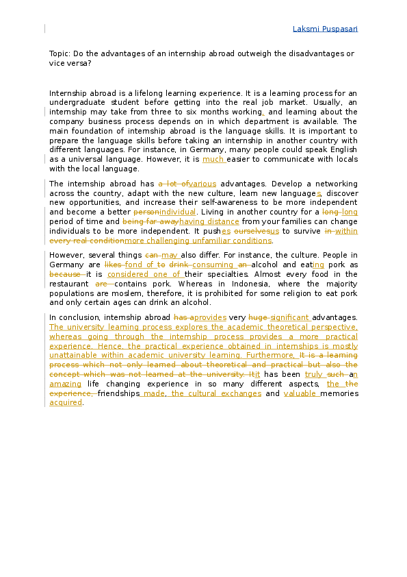 (DOC) Essay: Do the advantages of an internship abroad outweigh the ...