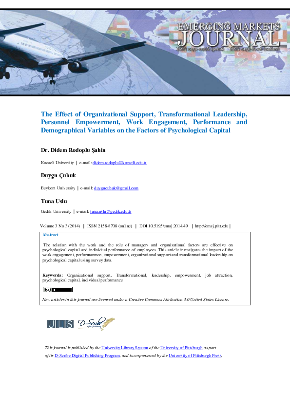 (PDF) The Effect of Organizational Support, Transformational Leadership ...